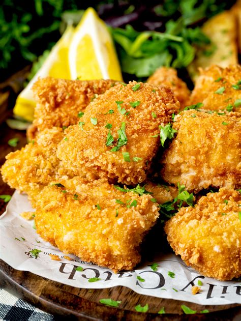 Breaded Fish Goujons With Monkfish Krumpli