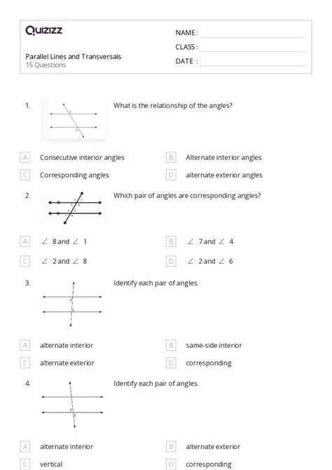50 Transversal Of Parallel Lines Worksheets For 10th Grade On Quizizz