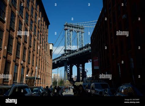The Manhattan Bridge A Suspension Bridge That Crosses The East River