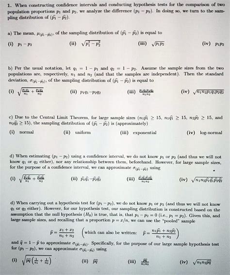 Solved When Constructing Confidence Intervals And Conducting