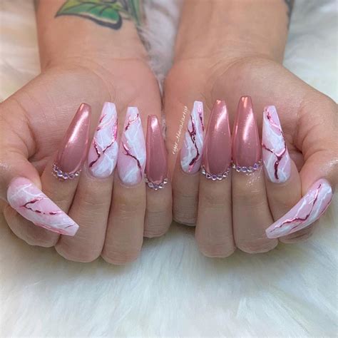 Acrylic Hot Pink Marble Nails Magic Armor One Step Gel Nail Polish