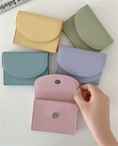 🎁2개묶음할인 당일발송🎁 파스텔 심플 아코디언 라운드 반지갑 베이직가죽지갑 무지 지갑 카드지갑 Sd010 에이블리