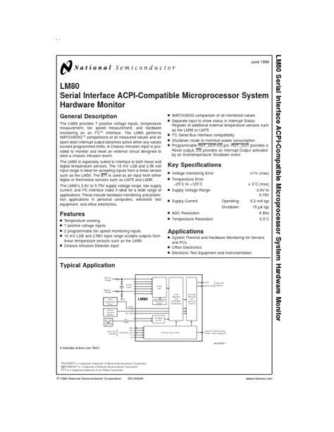Lm80 Datasheet Pdf Serial Interface Acpi Compatible Microprocessor