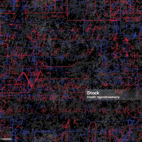 필기 수학 및 실제 수식 전자 부품 회로도와 회로 소자의 과학적인 완벽 한 배경 초 크 보드에 전기 패턴입니다 벡터입니다 개발에 대한 스톡 벡터 아트 및 기타 이미지