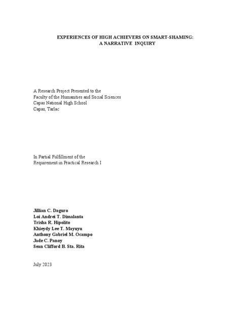 Chapter 1 4 Experiences Of High Achievers On Smart Shaming Pdf