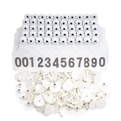 1 100 Cattle Number Ear Tag 6x7cm Set Medium White Cow Sheep