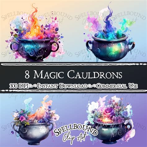 Magic Witch Cauldrons Digital Clipart Commercial Use Instant Etsy
