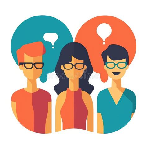 Men And Woman Wearing Glasses With Speech Bubbles Ai Generative Illustration Stock Illustration