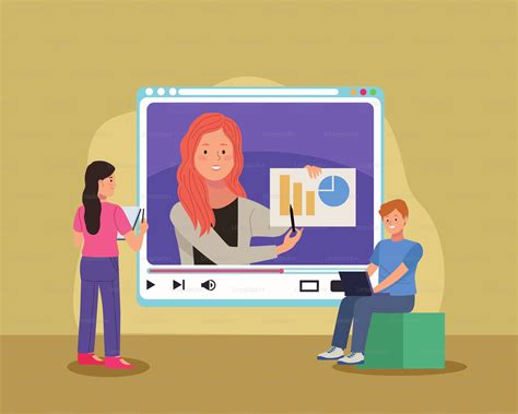 Students Couple In Elearning Education Online Vector Technology Image