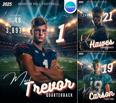 Football Poster Canva Template Backdrop Background Senior Sports
