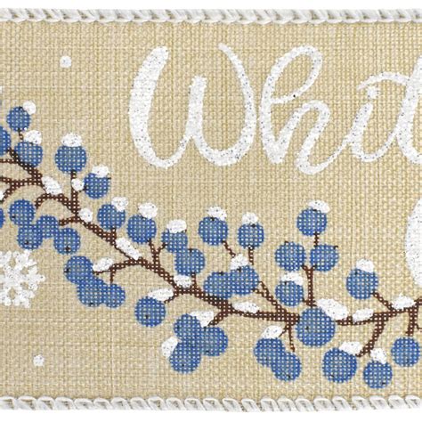 Homeford Christmas Blueberry Branch Faux Linen Wired Ribbon 2 12 Inch