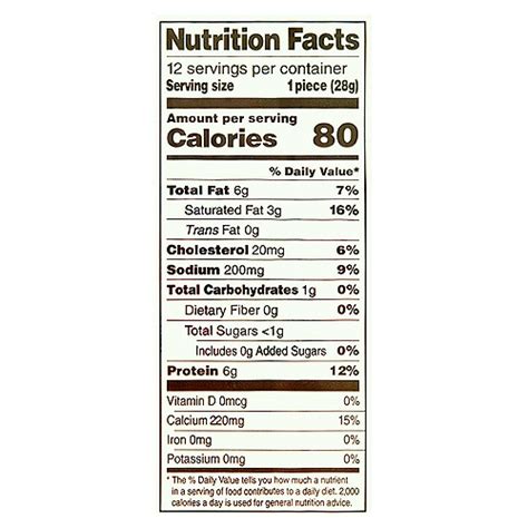 41 String Cheese Nutrition Facts Label