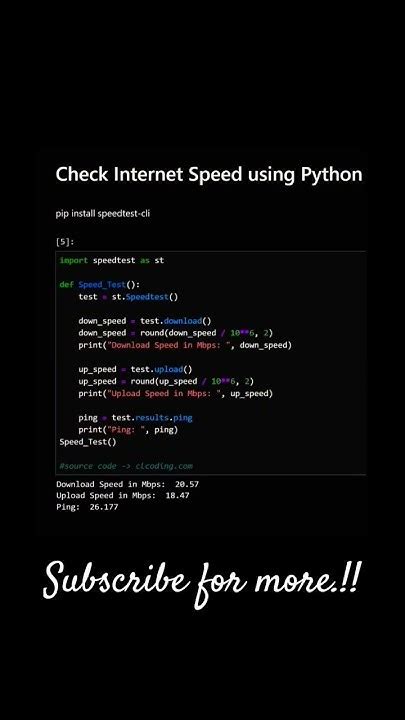 Check Internet Speed Using Python Python Coding Internet Speed