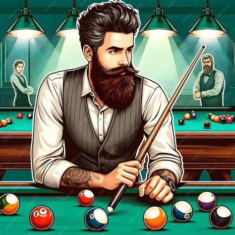 Premium Photo A Drawing Of A Man With A Beard And A Cue Stick
