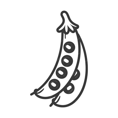 Black And White Line Drawing Of A Pea Pod Premium Ai Generated Vector
