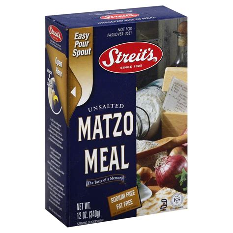 Streits Healthy Unsalted Matzo Meal 12 Oz For Cooking And Baking