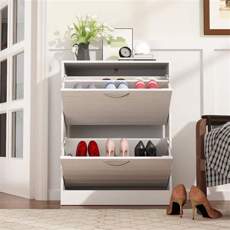 224w Two Drawers Shoe Cabinetfold Out Drawer Shoe Organizer Overstock 35444447