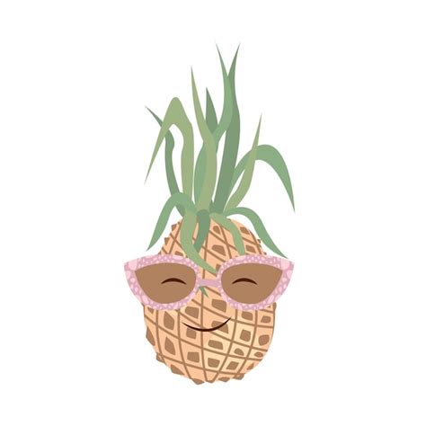 Premium Vector Vector Illustration Of A Cute Pineapple With Glasses