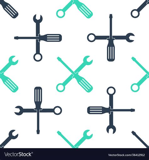 Green Spanner And Screwdriver Tools Icon Isolated Vector Image