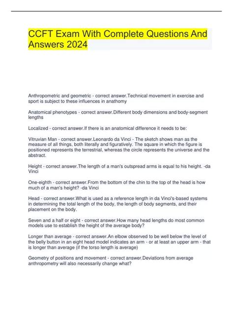 Ccft Exam With Complete Questions And Answers 2024 Ccft Stuvia Us