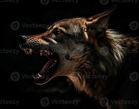 Wolf Snarling Side View