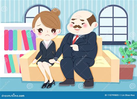 Cartoon Boss Harassing Woman Stock Vector Illustration Of Afraid