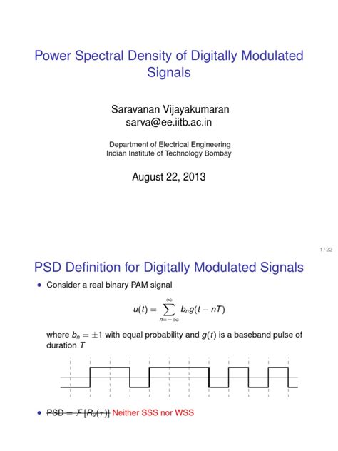 Psd Of Modulated Signals Pdf Spectral Density Applied Mathematics