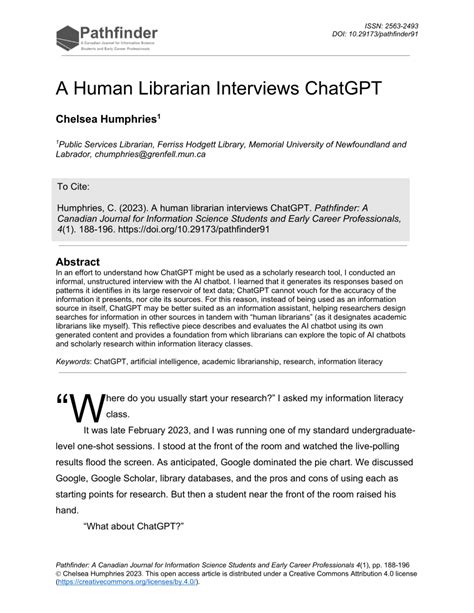 Pdf Human Librarian Interviews Chatgpt