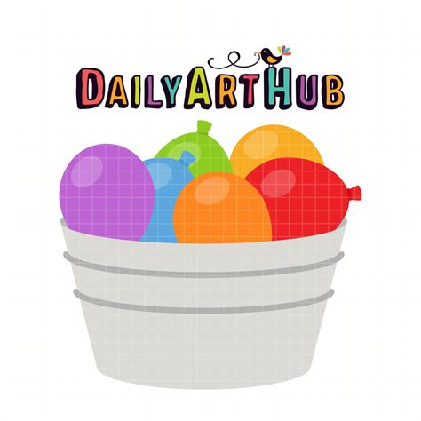 Water Balloons On A Pail Clip Art Daily Art Hub Graphics