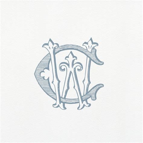 Cw Vintage Monogram Wc Duogram Cw Classic Wedding Monogram Interlocking Two Letter Monogram