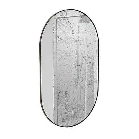Sensio Nebula Matt Black Oval Wall Mounted Bathroom Illuminated Mirror