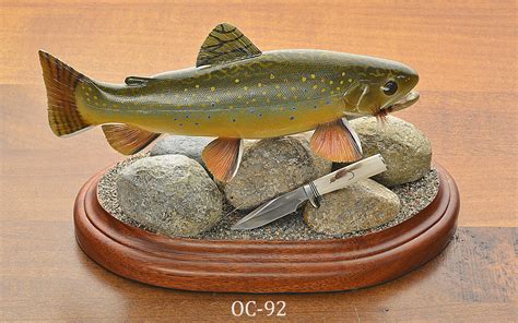 Brook Trout Carving With Randall Model 8 Style Miniature Nordic Knives