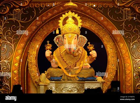 08 September 2024, Pune, Maharashtra, India, Beautiful sculpture of Lord Ganesh called as ...