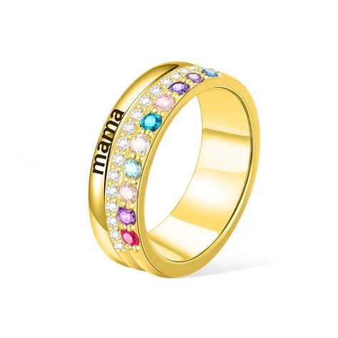 Personalized 1 10 Birthstones Ring Mama Ring Sterling Silver 925