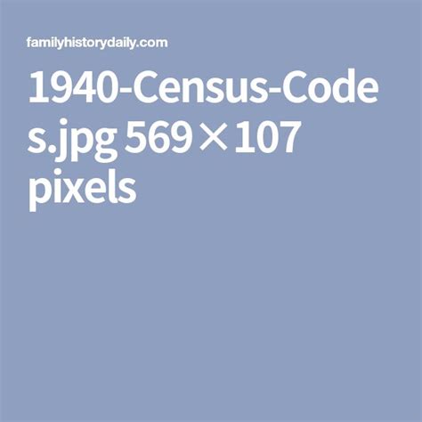 1940 Census Codes Chart