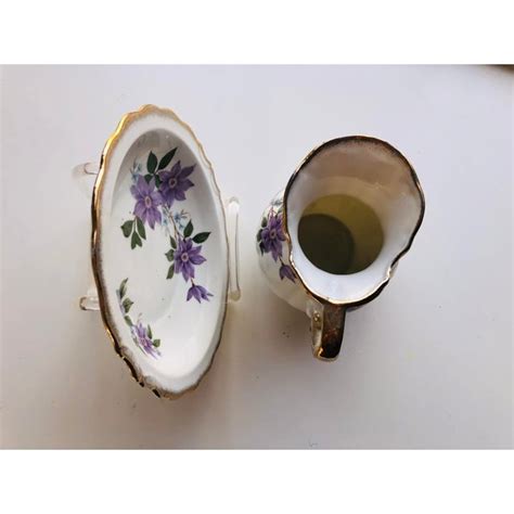 Vintage Violet Flowers Porcelain Pitcher And Bowl Set Chairish