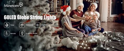 Globe String Lights Battery Operated 21 Feet 60 Led