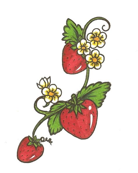 Pin On My Style Strawberry Tattoo Vine Tattoos Strawberry Drawing