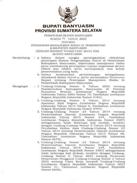 Perbup Manajemen Risiko 2023 Pdf