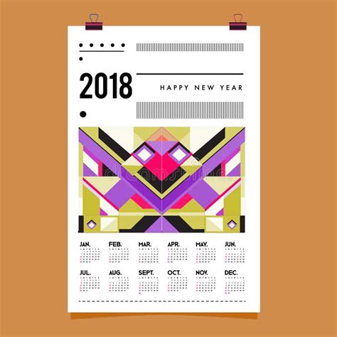 Vector Geometric Memphis Style For Calendar Template 2021 Stock Vector
