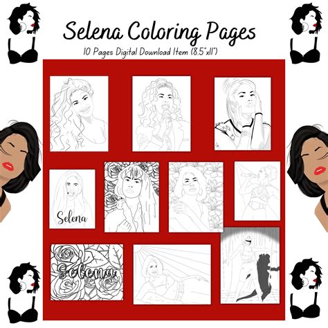 Selena Quintanilla Coloring Pages Hand Drawn Illustrations Pdf Etsy