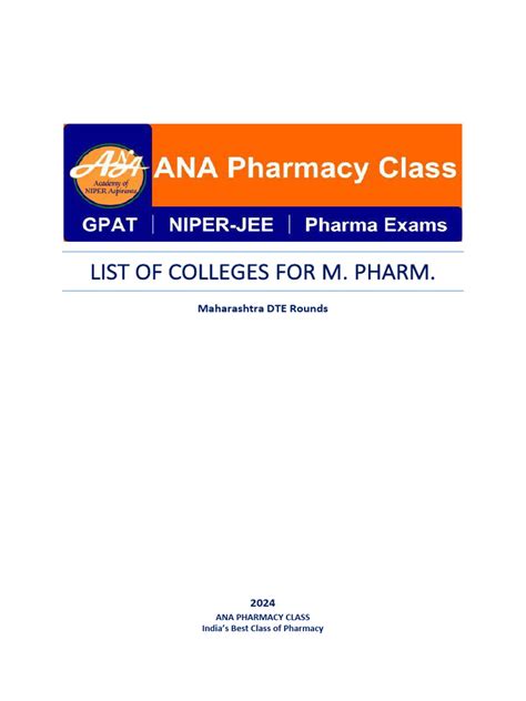 Ana Level Wise College List Pdf