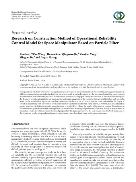 Pdf Research On Construction Method Of Operational Reliability Control Model For Space