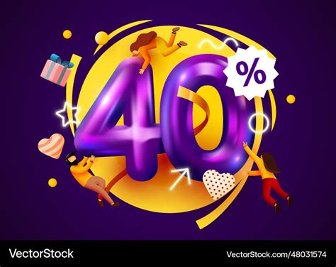 Mega Sale 40 Percent Discount Special Offer 40 Vector Image