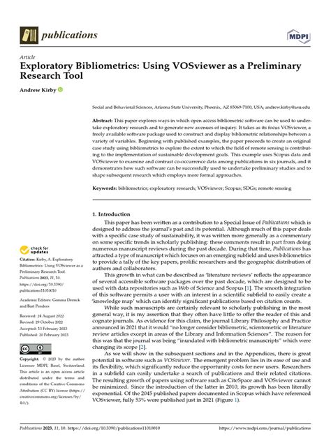 Exploratory Bibliometrics Using Vosviewer As A Pre Pdf Open Access Academic Publishing