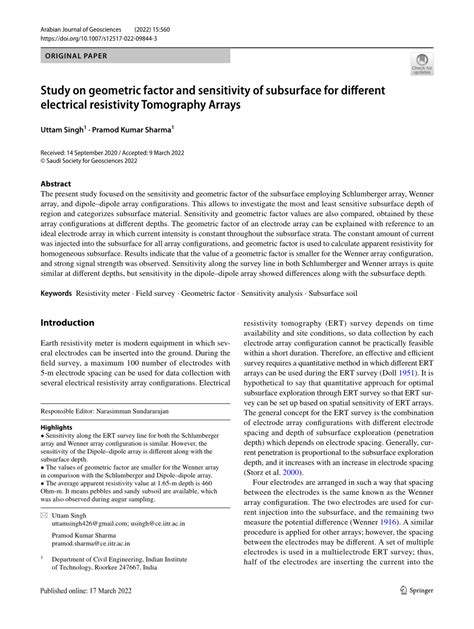 Pdf Study On Geometric Factor And Sensitivity Of Subsurface For