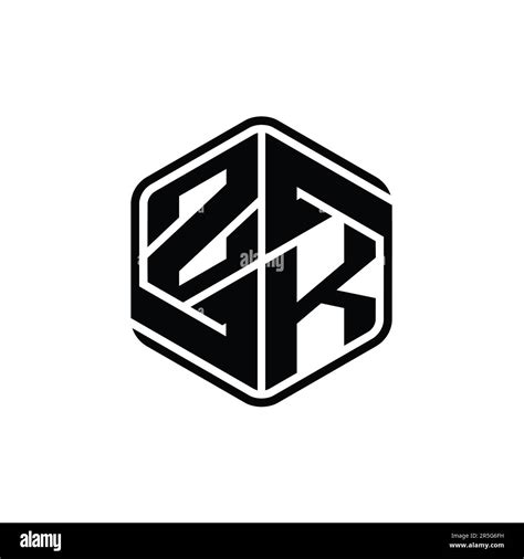 Zk Letter Logo Monogram Hexagon Shape With Ornament Abstract Isolated Outline Design Template
