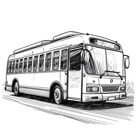 Premium Vector Bus Ink Sketch Drawing Black And White Engraving Style