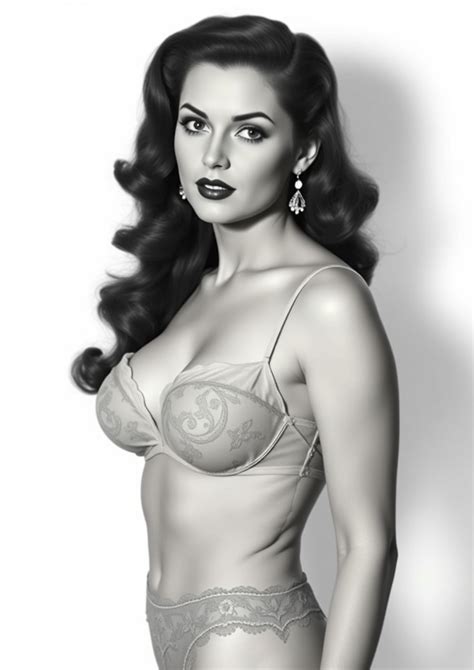 Set Of 6 Sexy 1940 Pinup Girls In Lingerie A4 Wall Art Decor 210gsm