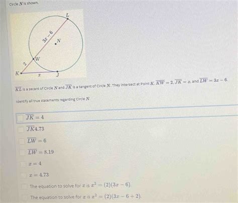 solved circle is shown overline kl is a secant of circle n and